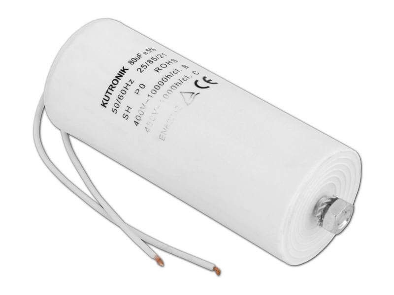 Kondensatorius 80uF/450V+GRD su laidais UAB Omedita