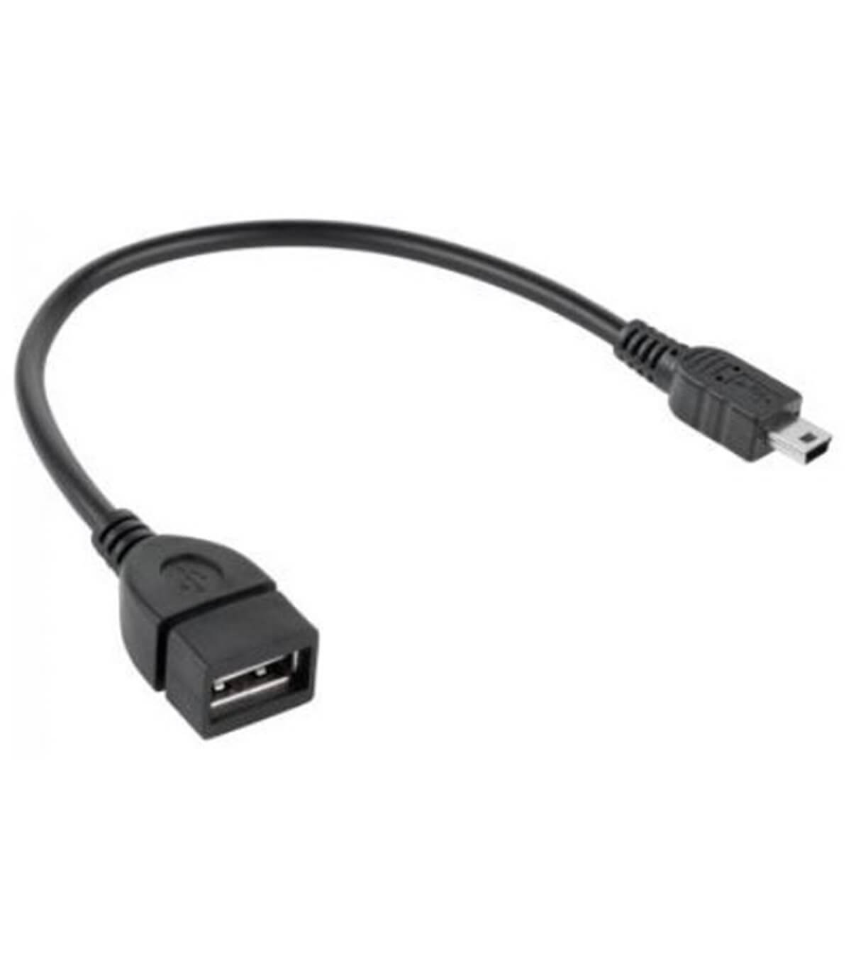 Kabelis USB2.0 AF lizdas - mini USB BM kištukas 0.1m, OTG, juodas UAB ...