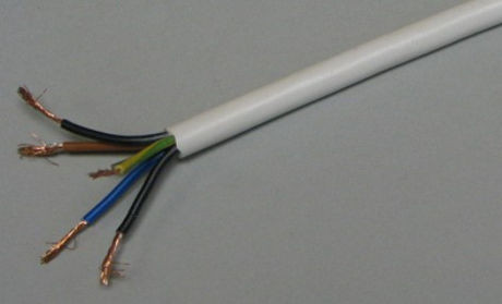 Kabelis OMY5 x0,75mm varinis lankstus apvalus baltas (BVV-LL, OMY 5×0. ...