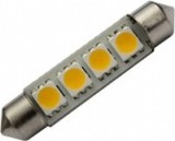 Lemputė 12V SV8.5 su 4LED balta Ø10x39mm UAB Omedita